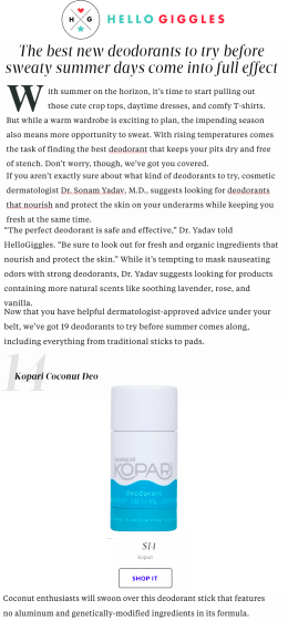 HelloGiggles – Kopari Beauty