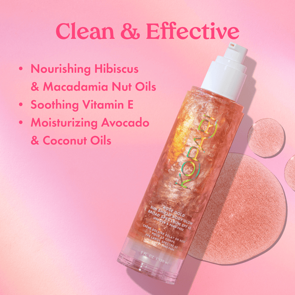 Rose Gold Sun Shield Body Glow Sunscreen SPF 45 – Kopari Beauty